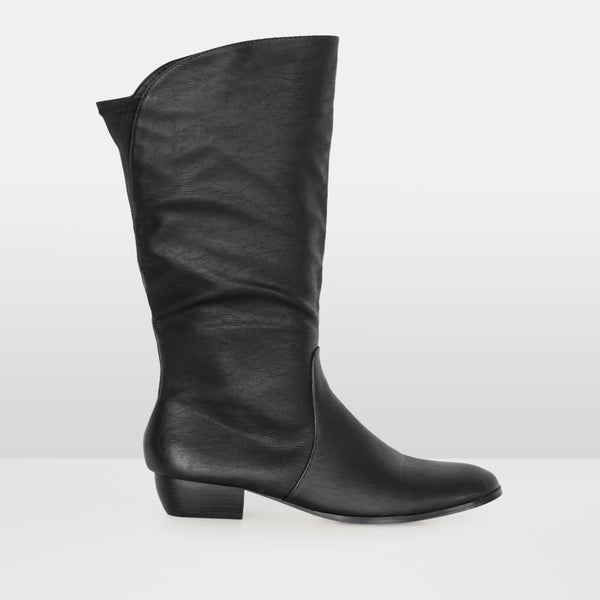 Shona | Obsessed | Womens Long Boot Low Block Heel Zip Up | Spendless