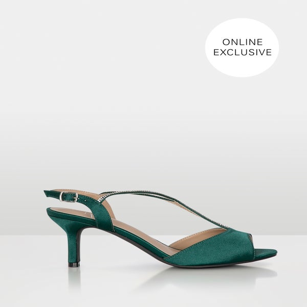 Della | Vybe | Low Slingback Dress Heel Diamante Trim | Women's